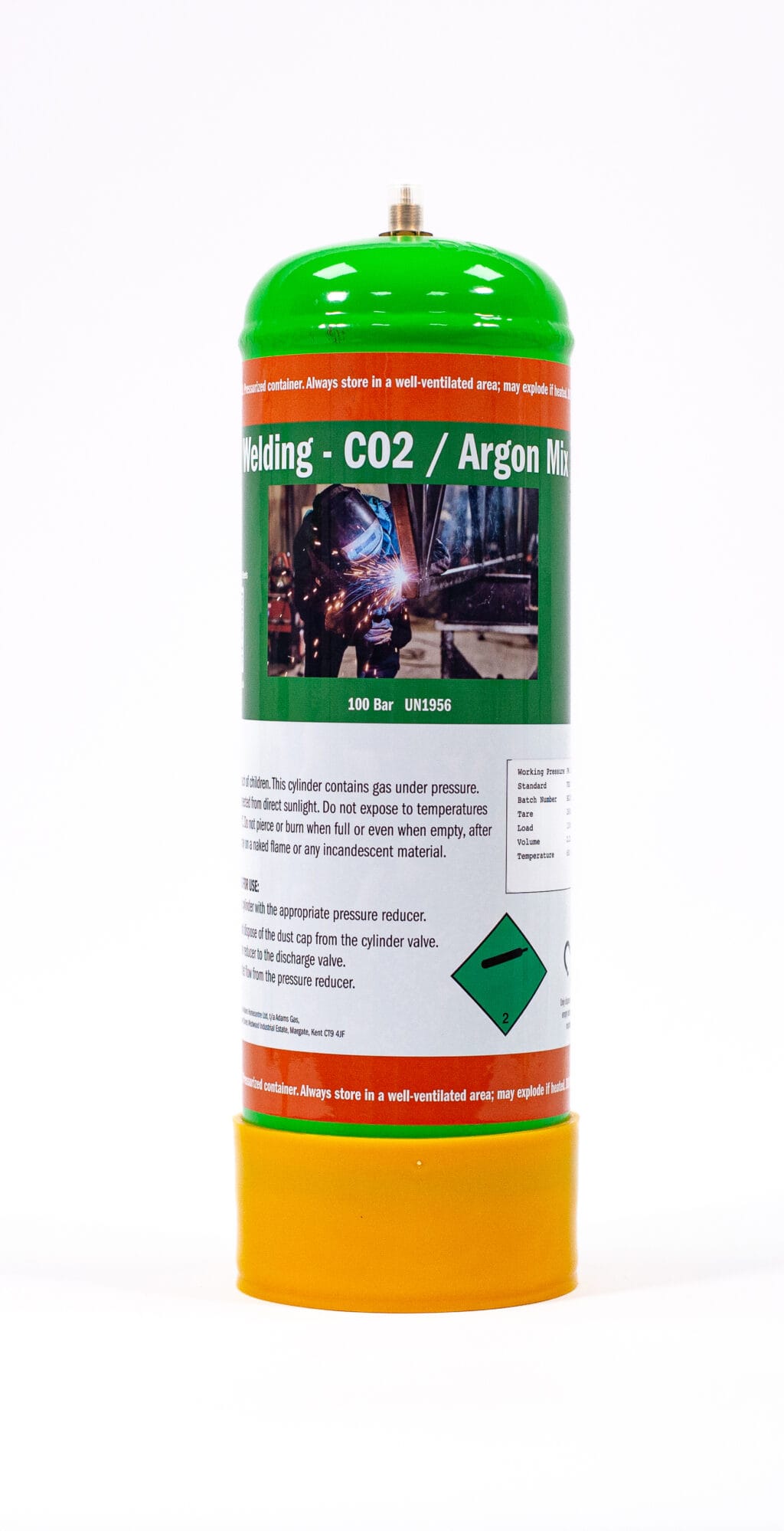 Argon-Co2 gas bottle 220ltr for mig welding disposable cylinder - M10 ...