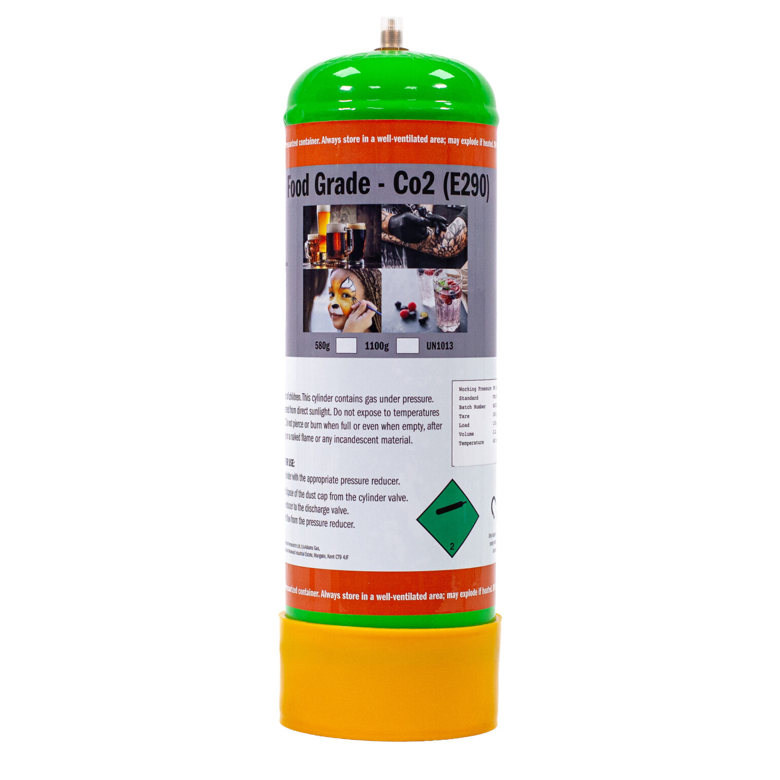 CO2 Disposable Gas Cylinder 1100g , E290 Food Grade for sparkling water ...